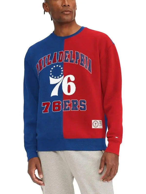 Tommy Hilfiger Philadelphia 76ers Split Pullover Sweatshirt - Red