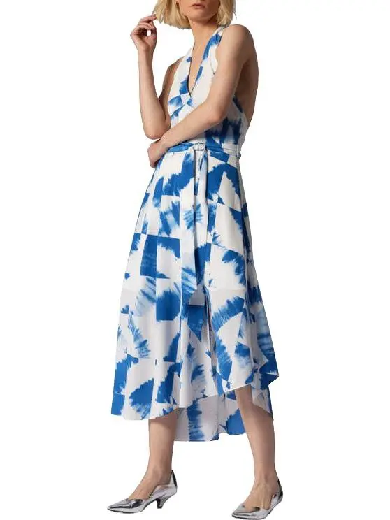 Equipment Alejandra Tie-dyed Silk Dress - Bright Blue Multi