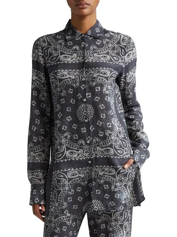 GOLDEN GOOSE Paisley Print Oversized Shirt - Anthracite
