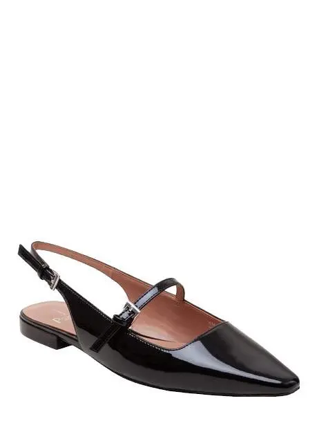 Linea Paolo Celeste Slingback Pointed Toe Flat - Black/black