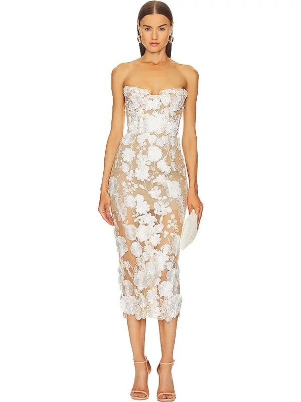 BRONX AND BRONCO Jasmine Midi Dress - White & Floral