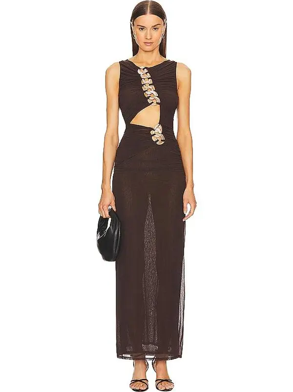 L'academie Emeraude Maxi Dress - Dark Brown