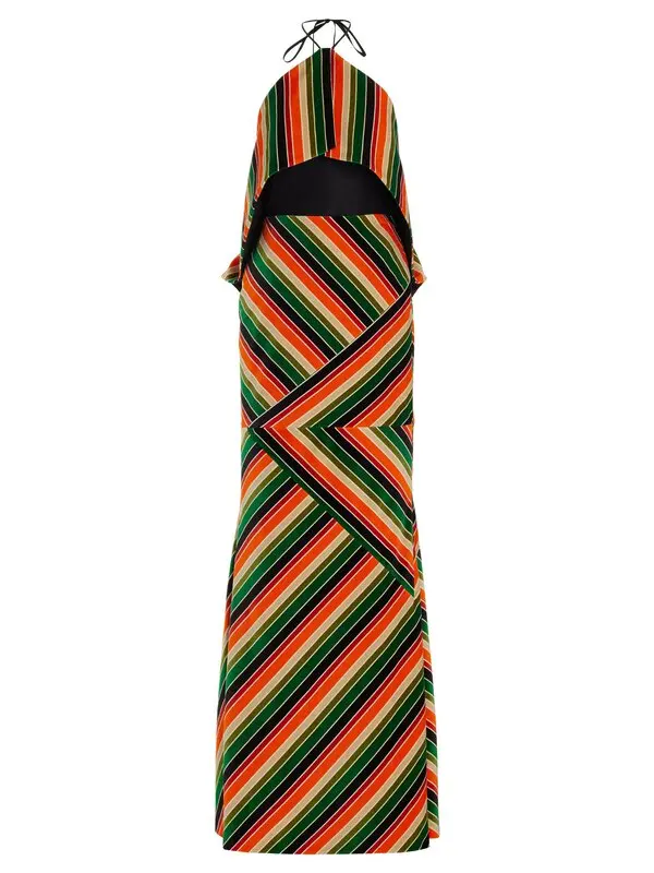 Rosie Assoulin Bullseye Striped Cotton Maxi Halter Dress - Print