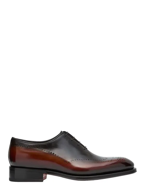 Santoni Kaj Brogue Leather Oxfords - Black/mahogany