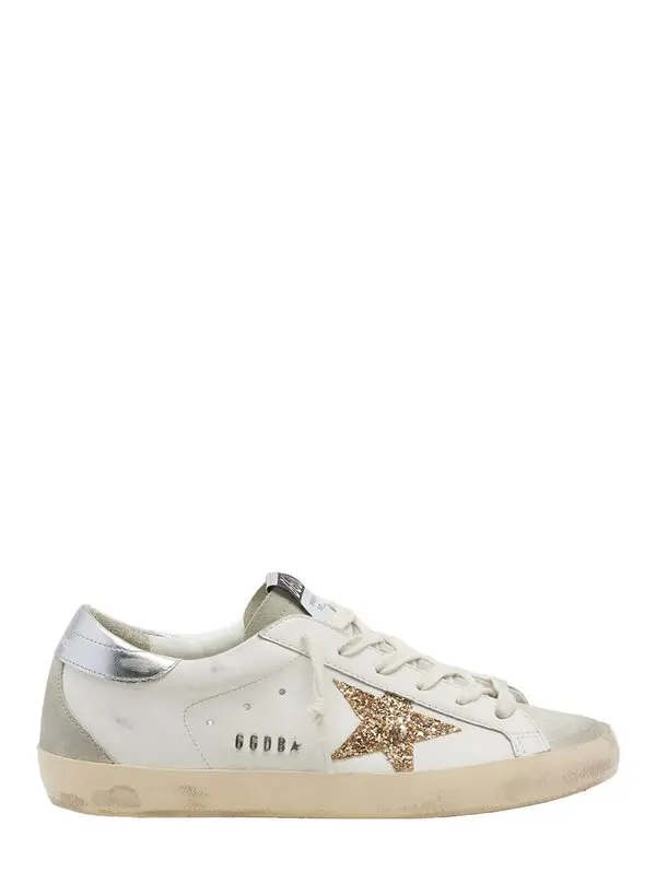 Golden Goose Super-star Leather Glitter Low-top Sneakers - White