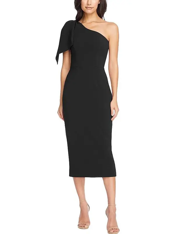 Dress The Population Tiffany One Shoulder Midi Dress - Black