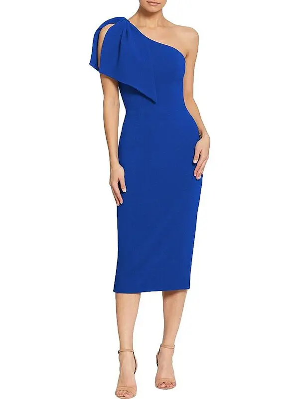 Dress The Population Tiffany One Shoulder Midi Dress - Electric Blue