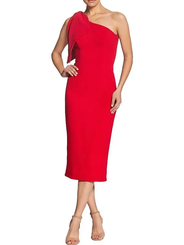 Dress The Population Tiffany One Shoulder Midi Dress - Rouge