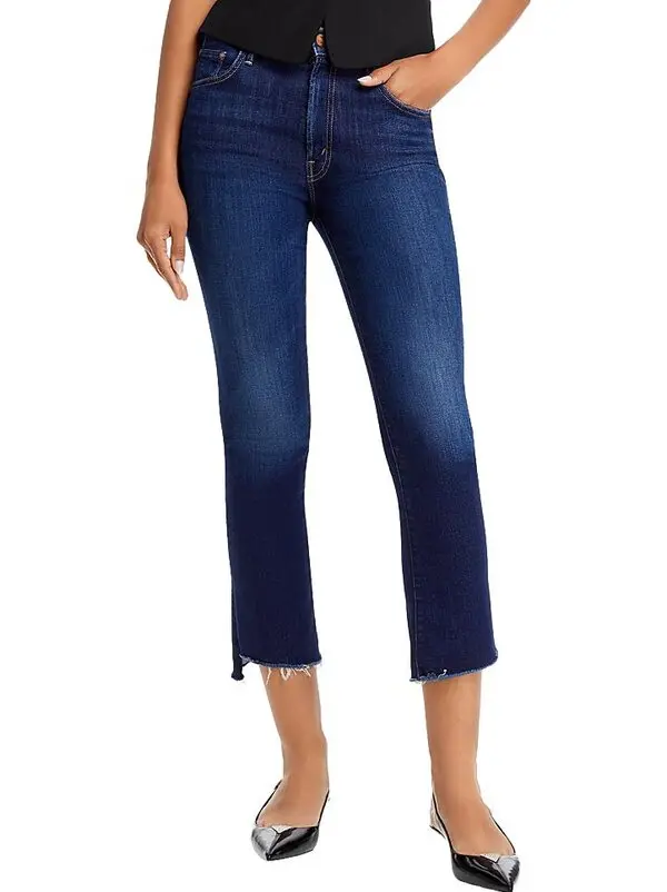 MOTHER The Insider High Rise Crop Step Fray Bootcut Jeans - Off Limits