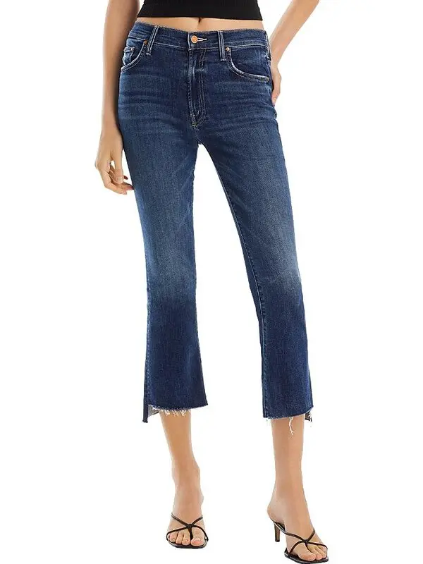 MOTHER The Insider High Rise Crop Step Fray Bootcut Jeans - Teaming Up