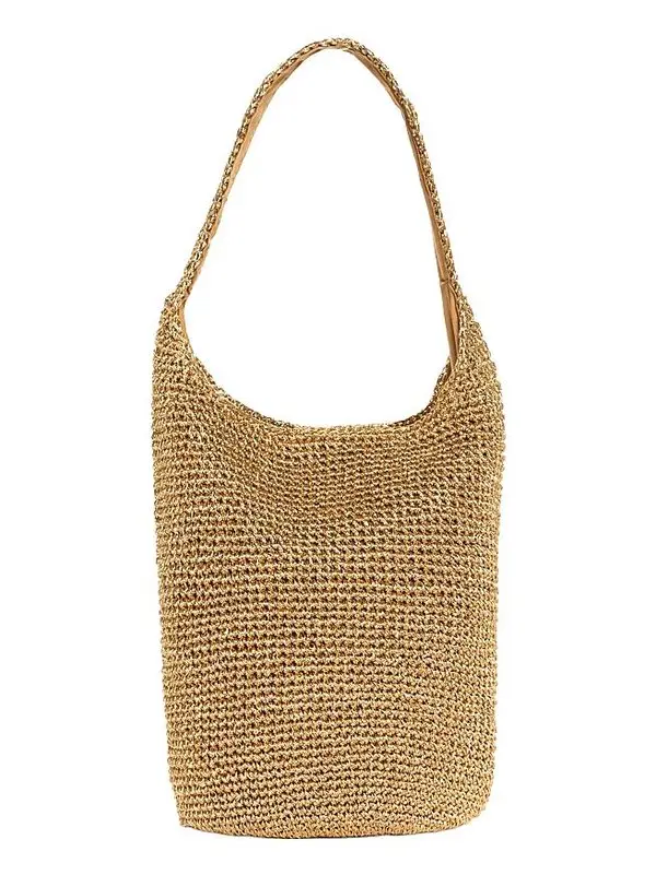Aqua Metallic Woven Tote - Gold