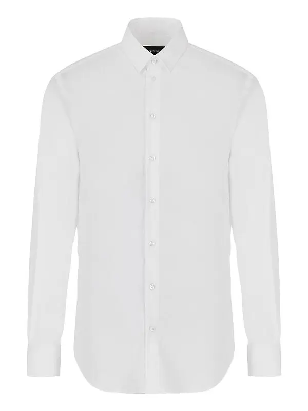 Emporio Armani Slim Fit Button Down Shirt - Bianco White