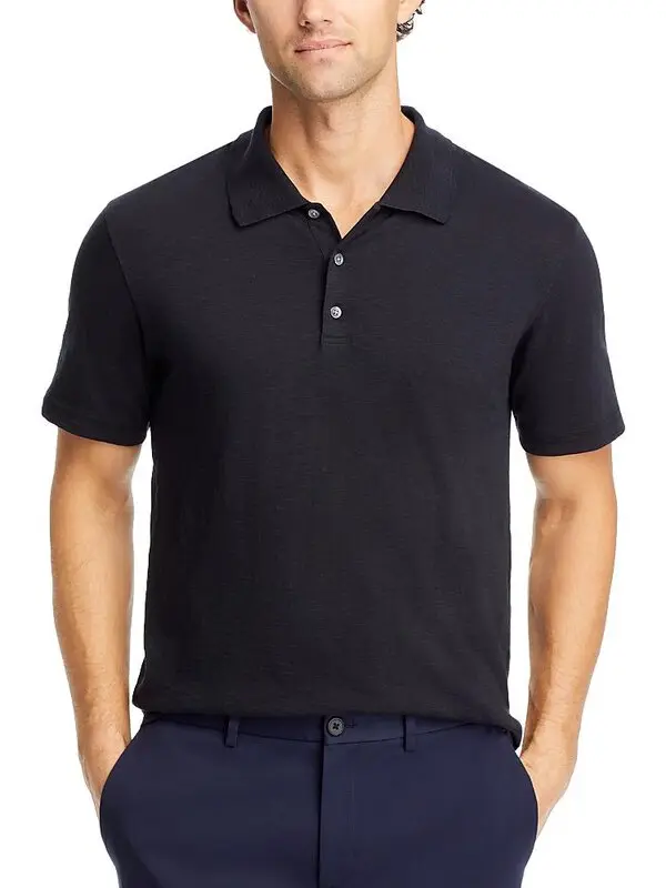 Theory Bron Polo In Cosmos Slub Cotton - Black