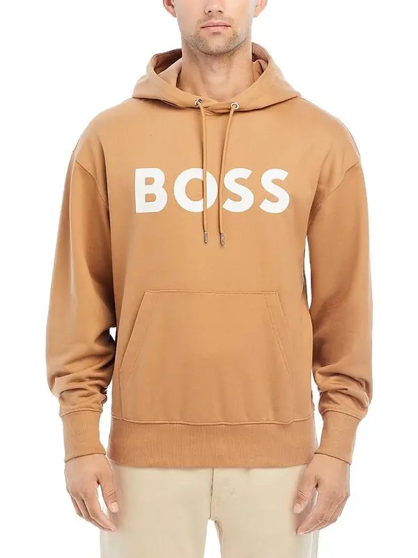 BOSS Sullivan Cotton Logo Hoodie - Medium Beige/white