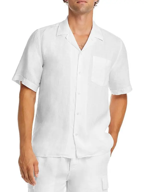 Vilebrequin Short Sleeved Solid Linen Shirt - White
