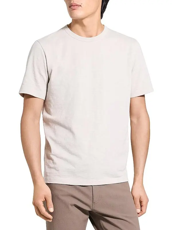 Theory Essential Tee In Cosmos Slub Cotton - Silver Cloud