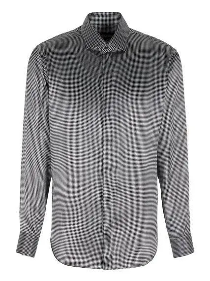 Giorgio Armani Regular-fit Printed Silk Shirt - Black