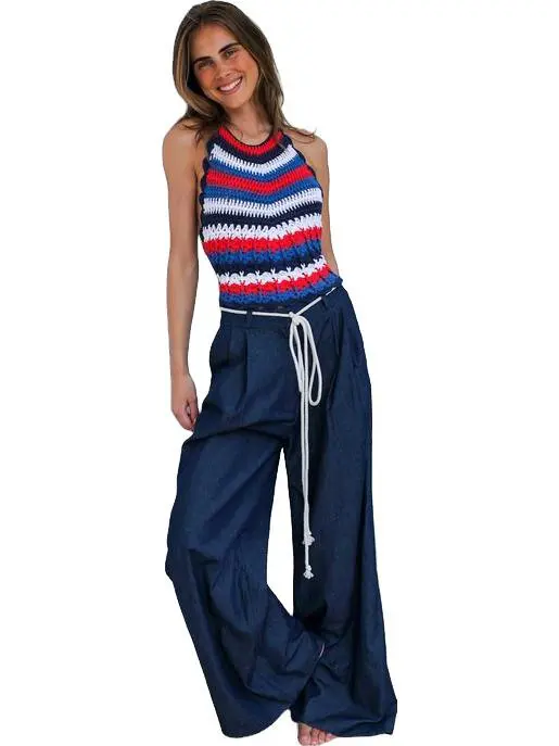 Miguelina Ainsley Wide Leg Trouser - Blue