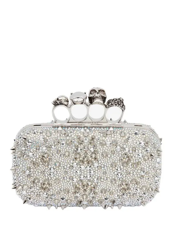 Alexander McQueen Crystal-embellished Knuckle Clutches - White