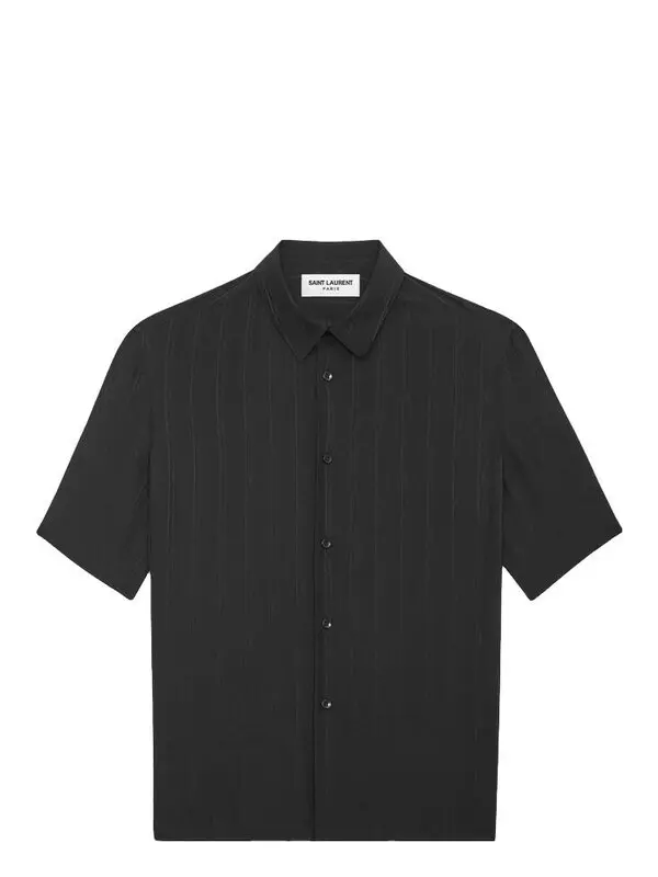 Saint Laurent Shirt In Matte And Shiny Cassandre Striped Silk - Black