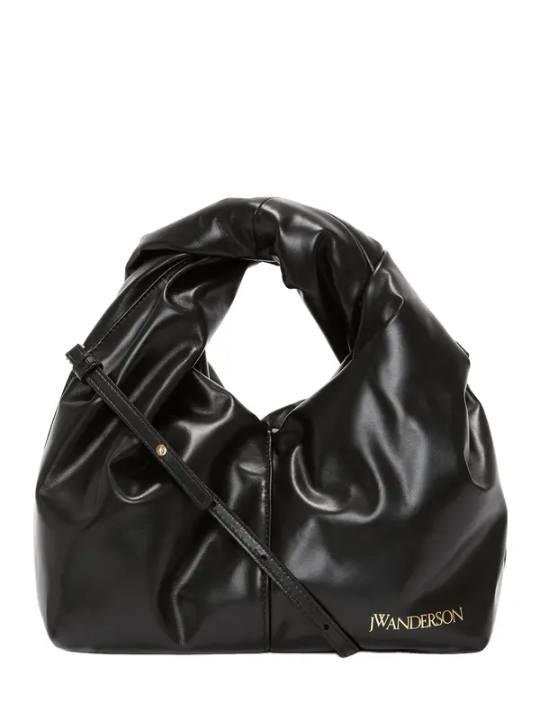JW Anderson Mini Twister Leather Hobo Bag - Black