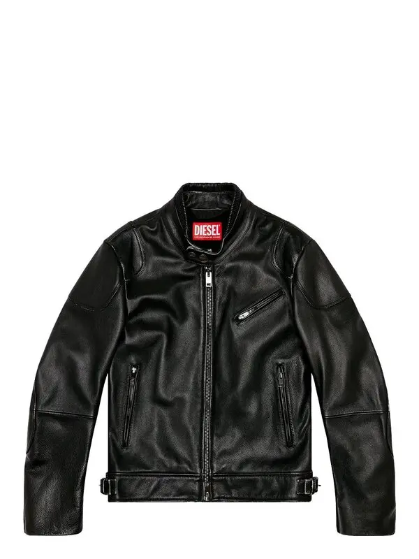 DIESEL® Calf Leather Biker Jacket - Black