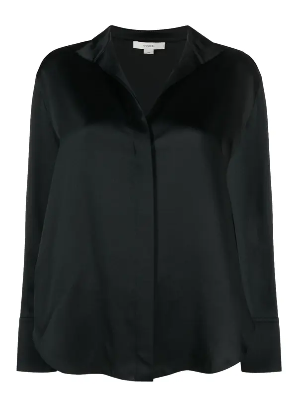 Vince Long-sleeved Silk Shirt - Black