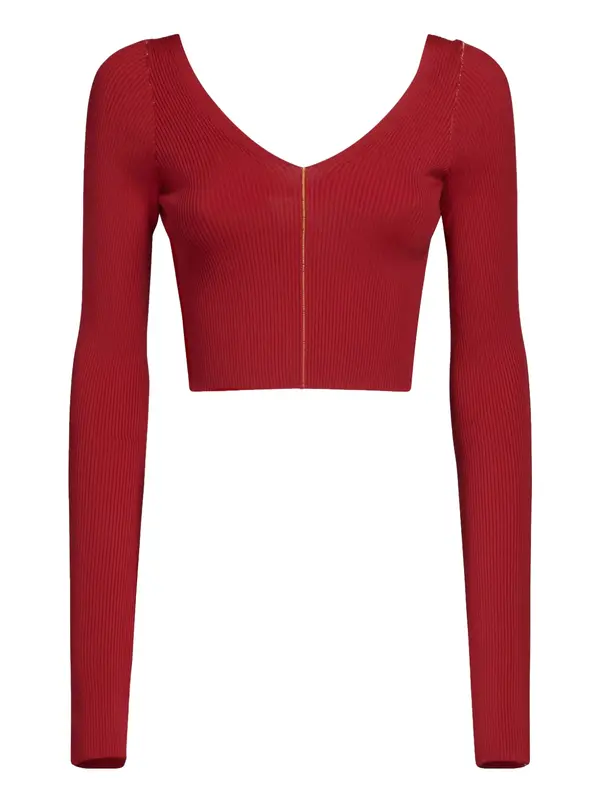 Marni Ribbed V-neck Jumper - Red