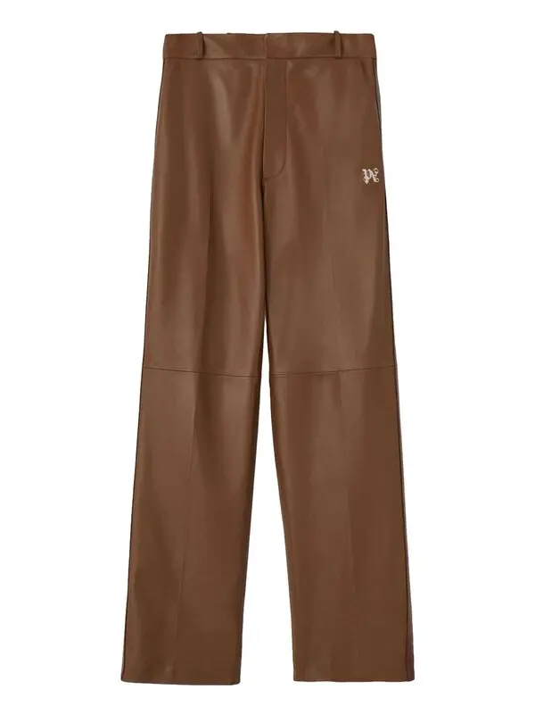 Palm Angels Pa Monogram Leather Track Pants - Brown