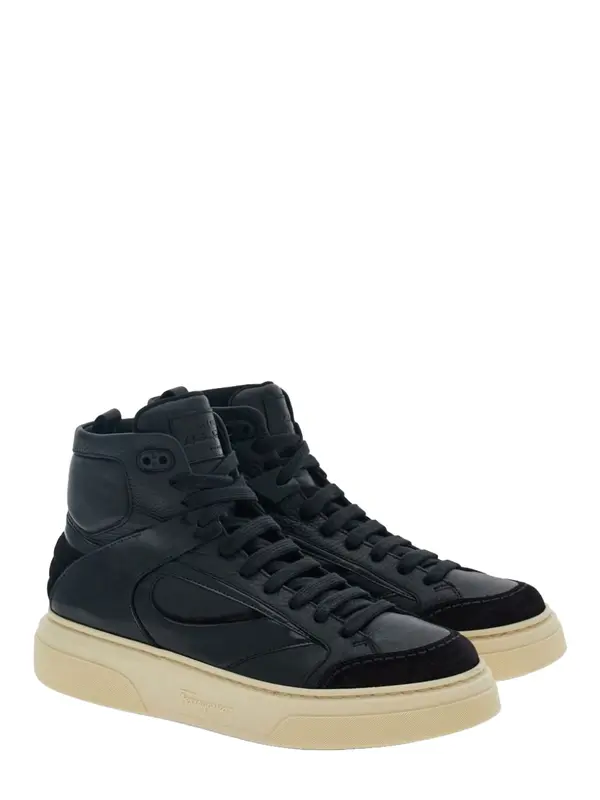 FERRAGAMO Logo-debossed High-top Sneakers - Black