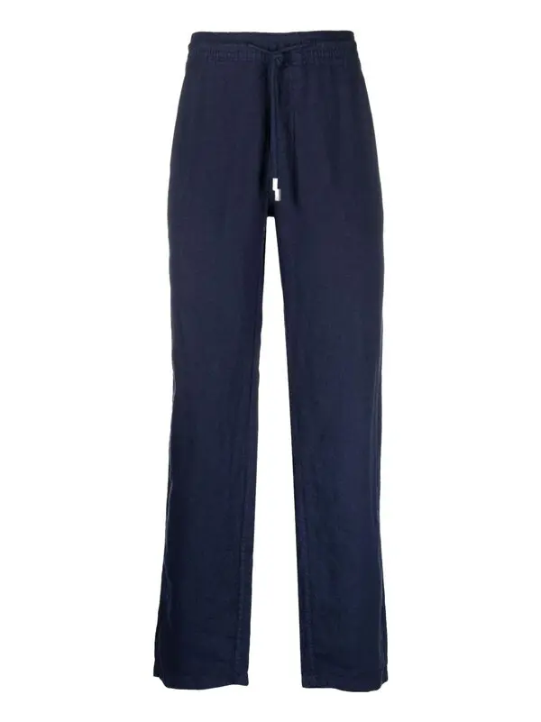 Vilebrequin Drawstring Straight-leg Linen Trousers - Blue