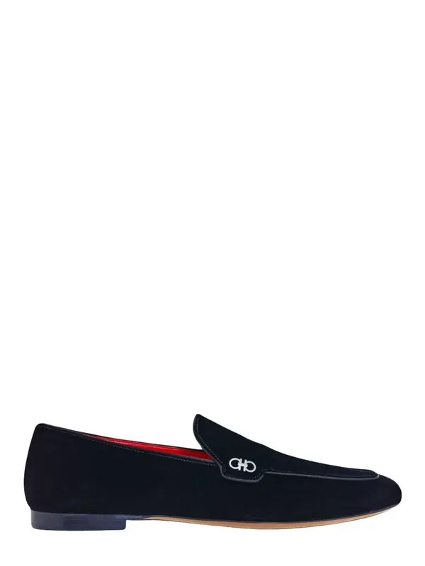 FERRAGAMO Velvet Horsebit Detail Loafers - Black