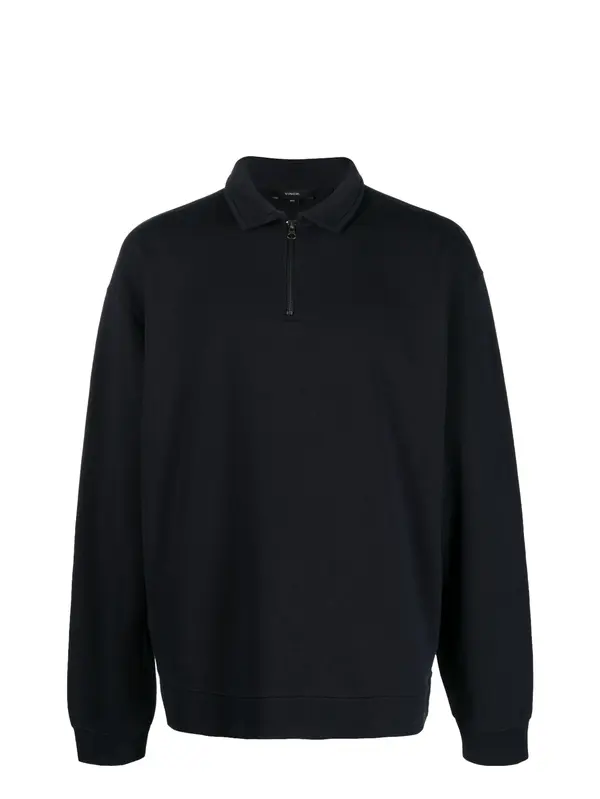 Vince Zip-detail Cotton Sweatshirt - Blue