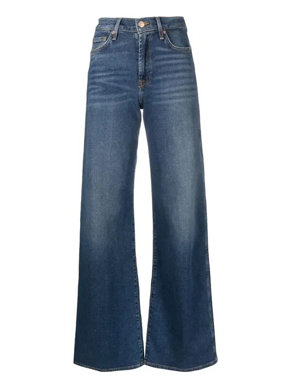 7 For All Mankind Mid-rise Wide-leg Jeans - Blue