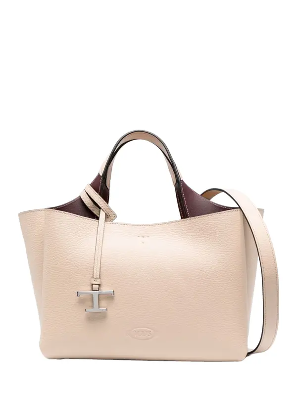 TOD'S Logo-plaque Leather Tote Bag - Neutrals