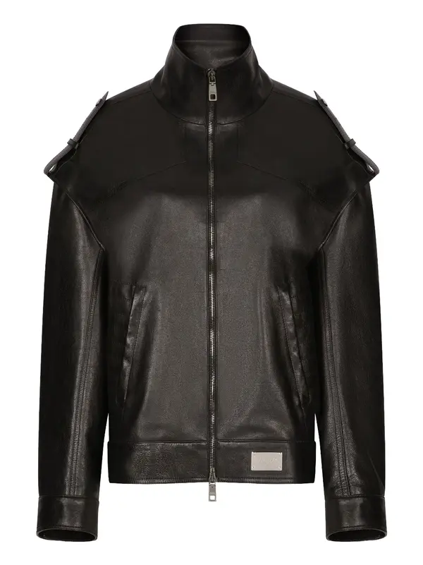 Dolce & Gabbana Logo-plaque Leather Jacket - Black