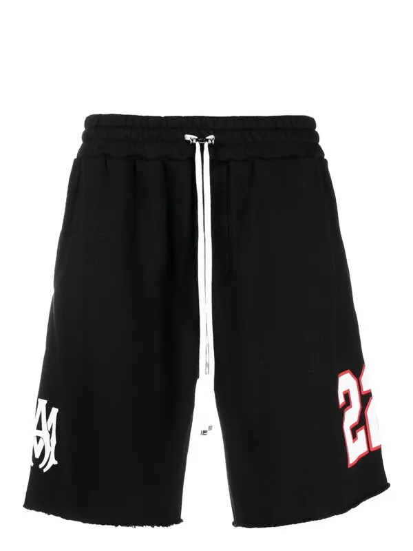 Amiri Logo-print Wide-leg Track Shorts - Black