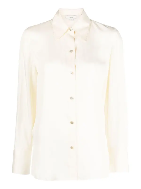 Vince Pointed-collar Long-sleeve Shirt - Neutrals