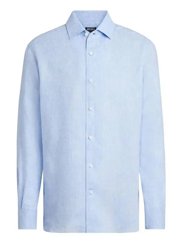 Zegna Long-sleeve Linen Shirt - Blue