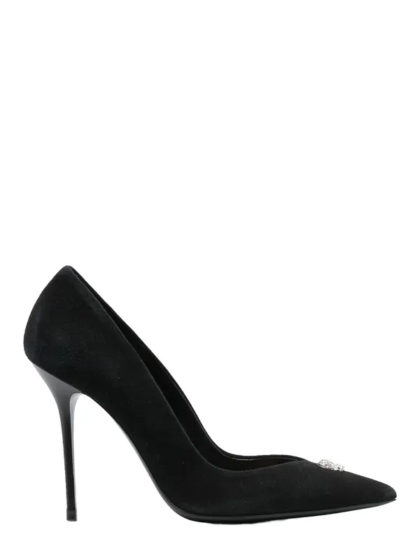 Philipp Plein 100mm Skull-embellished Suede Pumps - Black