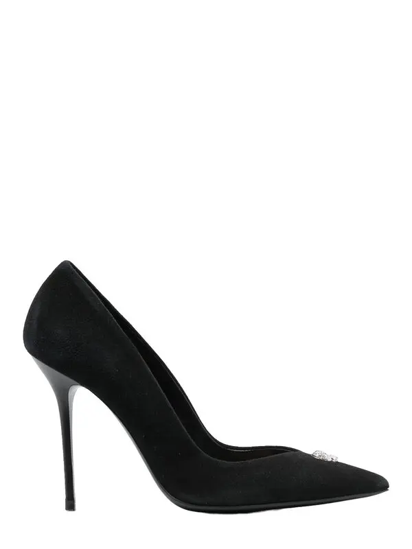 Philipp Plein 100mm Skull-embellished Suede Pumps - Black