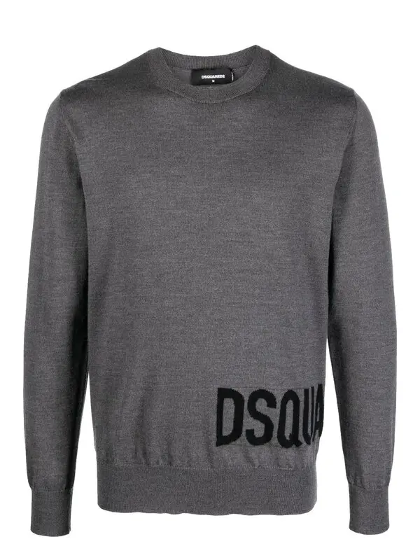 Dsquared2 Logo-intarsia Crew-neck Sweater - Grey