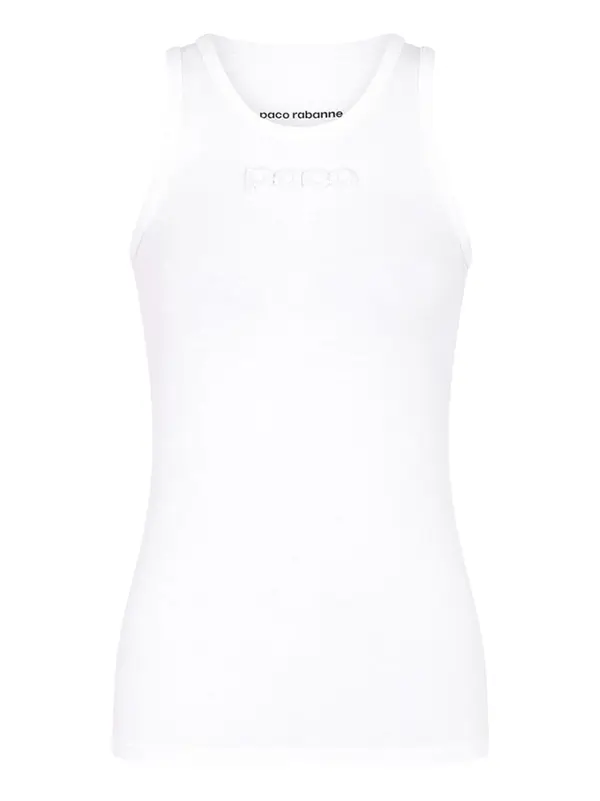 Rabanne Logo-devoré Cotton Tank Top - White
