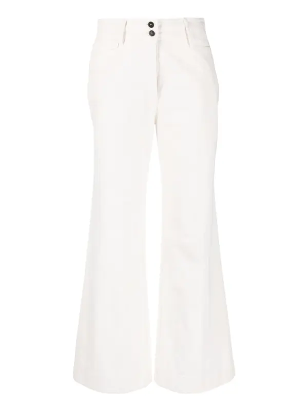 FORTE_FORTE High-waisted Flared Trousers - Neutrals