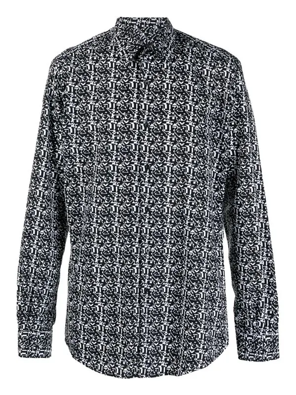 Karl Lagerfeld Abstract-pattern Long-sleeve Shirt - Black