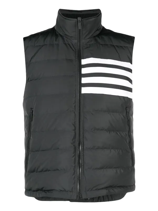 Thom Browne Stripe-detail Padded Gilet - Grey