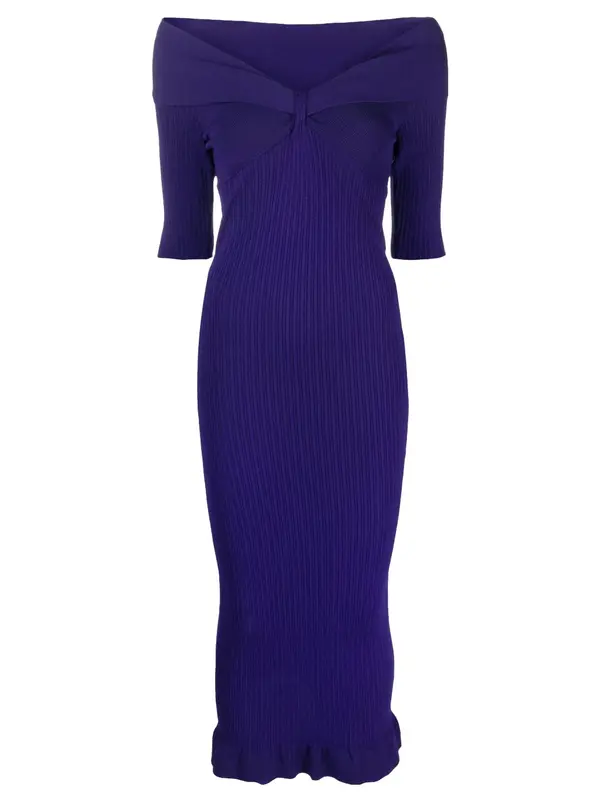 Philosophy Di Lorenzo Serafini Off-shoulder Knitted Midi Dress - Purple