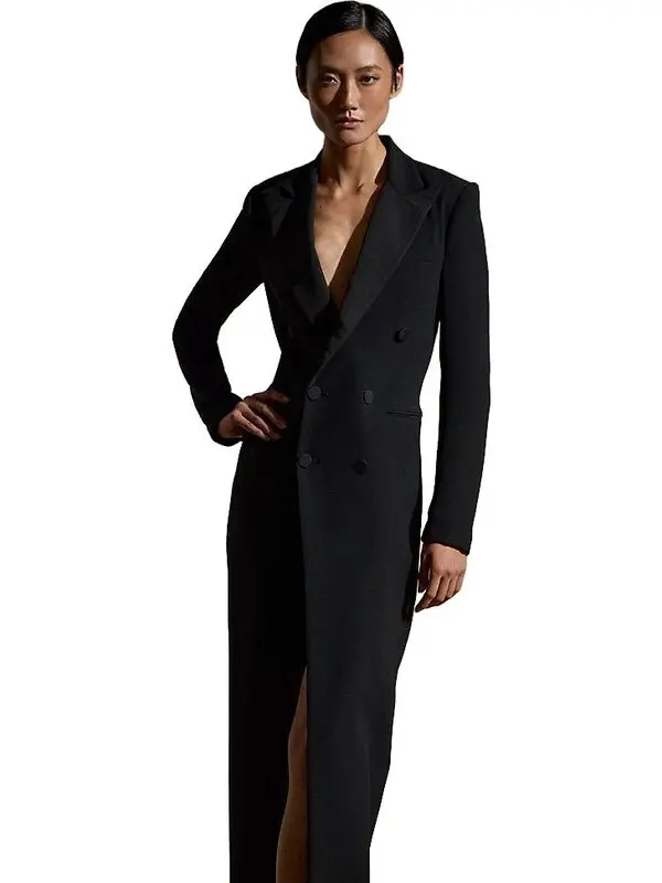 Ralph Lauren Kristian Silk Tuxedo Gown - Black