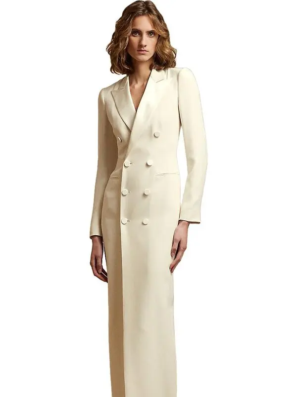 Ralph Lauren Kristian Silk Tuxedo Gown - Cream