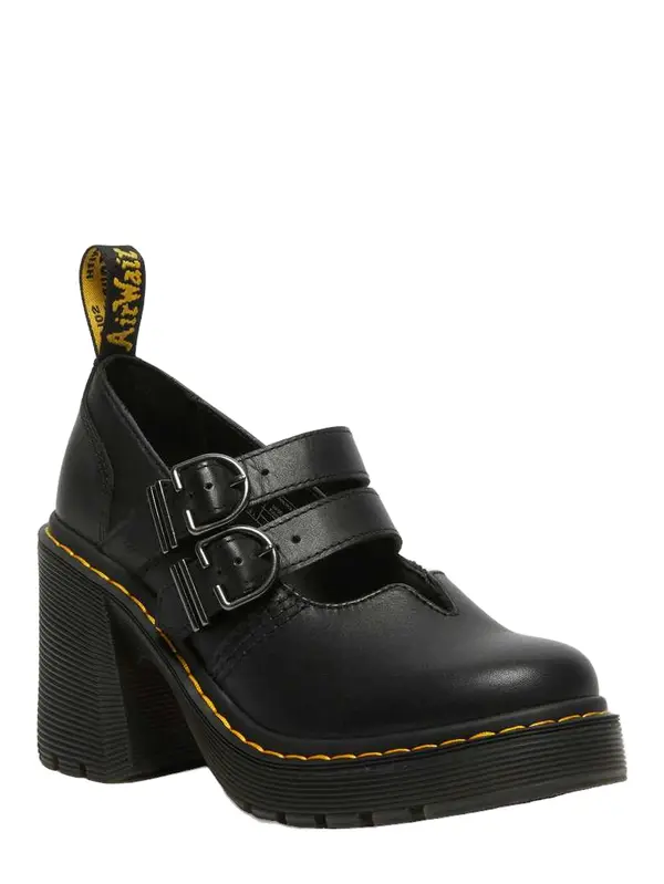 Dr. Martens Eviee Sendal Leather Heeled Shoes - Black
